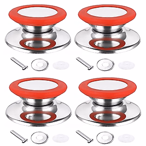 4 Pack Red Pot Lid Knob Replacement, Stainless Steel Pot Lid Handle, Kitchen Cookware Universal Replacement Pan Lid Holding Handles