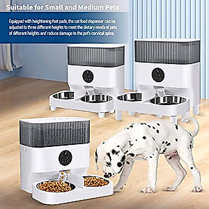 JAMOTOLLY Automatic Cat Feeder,Automatic Dog Feeder with HD Camera,5L Double Stainless Steel Bowls Pet Feeder with APP,Smart Food Dispenser for Cat and Dog,10s Voice Recorder Dual Power Mode 3 Heights