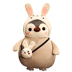 NC 13.7 inches Cute Soft Penguin Rabbit Plush Stuffed Animal Kawaii Doll Super Soft Cartoon Plush Hug Toy,Gifts for Children,Decorations(pengu tuzi-35cm)