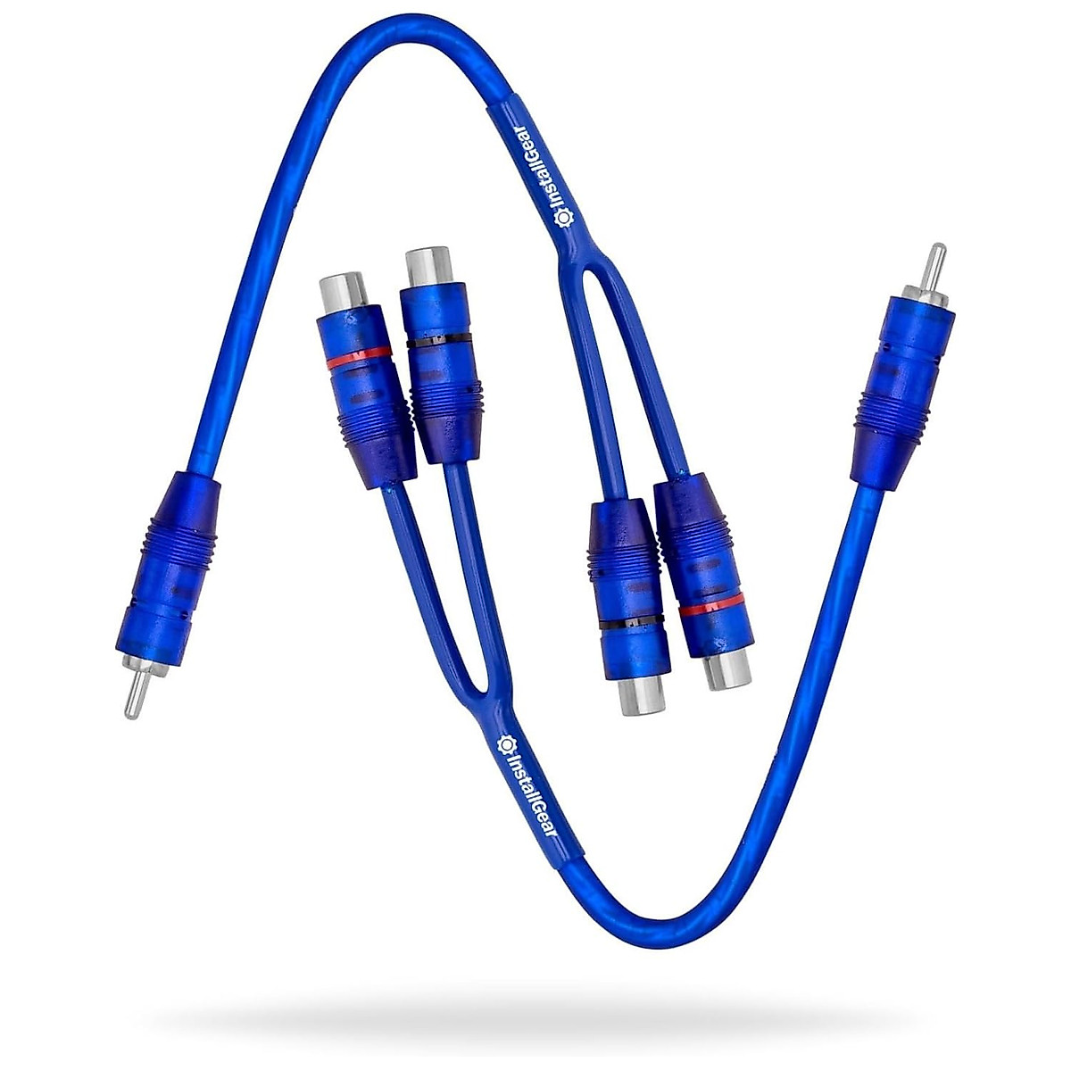 InstallGear 1ft Shielded 1 Male to 2 Female RCA Y Adapter Splitter Connector - RCA Splitter (2 Pack)