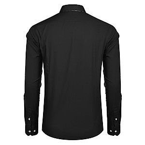 Coofandy Mens Fashion Slim Fit Dress Shirt Casual Shirt,01-black,3X-Large