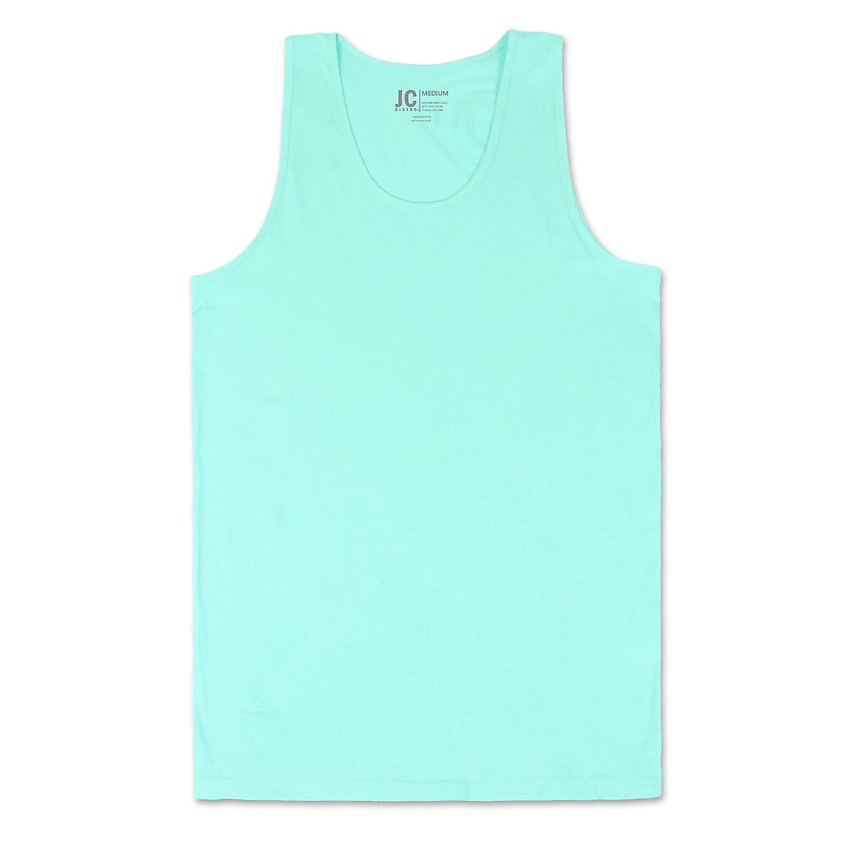 JC DISTRO Mens Premium Cotton Athletic Active Sports Jersey Tank Top Mint Large