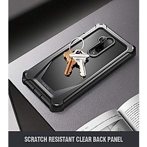 Poetic OnePlus 7 Pro Rugged Clear Case, Full-Body Hybrid Shockproof Bumper Cover, Built-in-Screen Protector, Guardian Series, Case for OnePlus 7 Pro (2019 Release), Black/Clear