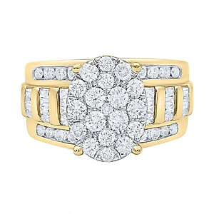 10kt Yellow Gold Round Diamond Oval Bridal Wedding Engagement Ring 2 Cttw