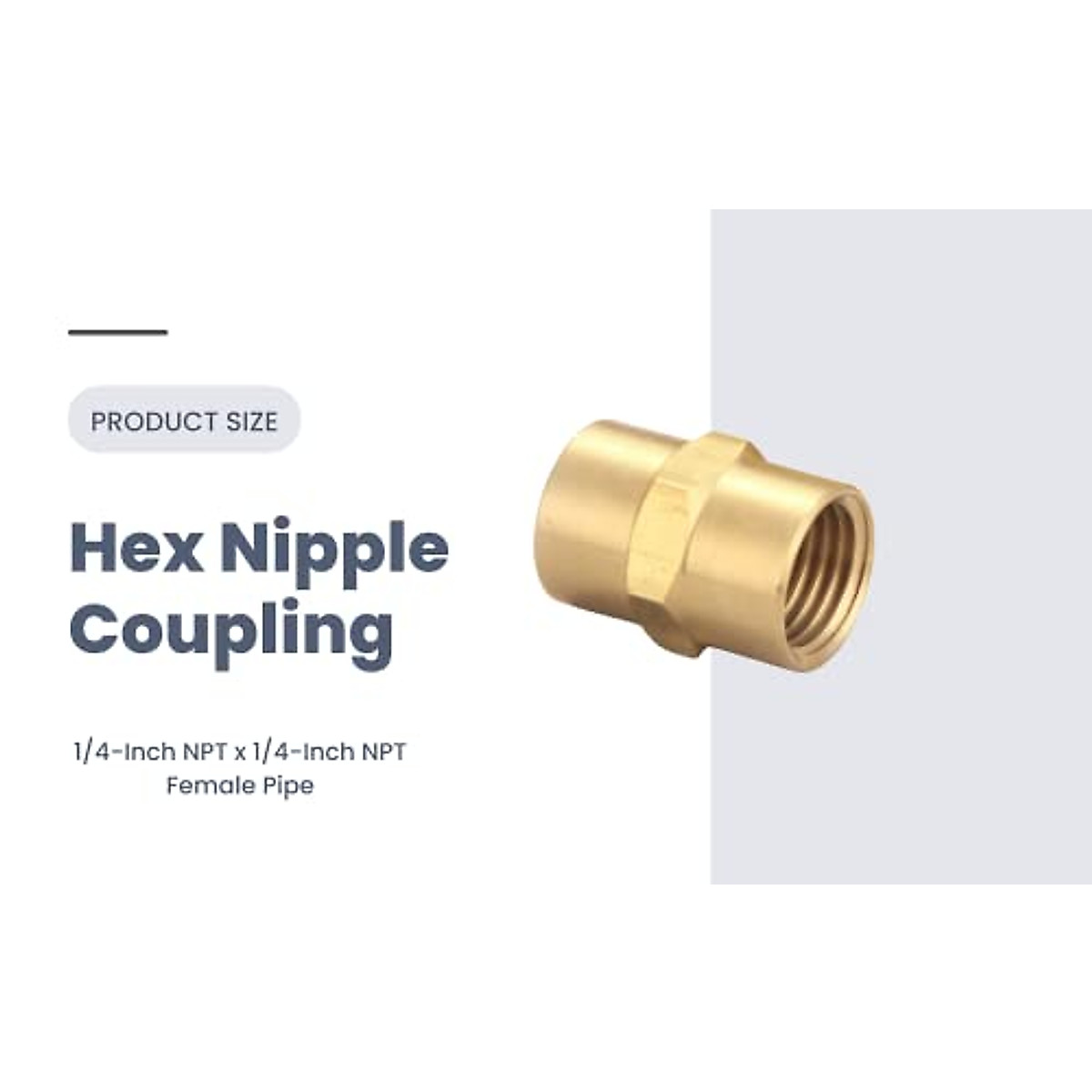 T TANYA HARDWARE Pipe Fitting and Air Hose Fitings, Hex Nipple Coupling Set - 1/4-Inch NPT x 1/4-Inch NPT,Solid Brass, Female Pipe- 10 Piece