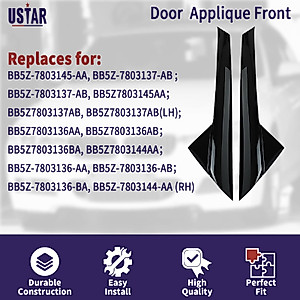 USTAR Black Left Right Pair Windshield Pillar Trim Molding Cover Fit for Ford Explorer 2011-2019 BB5Z7803136AA BB5Z-7803136-AB