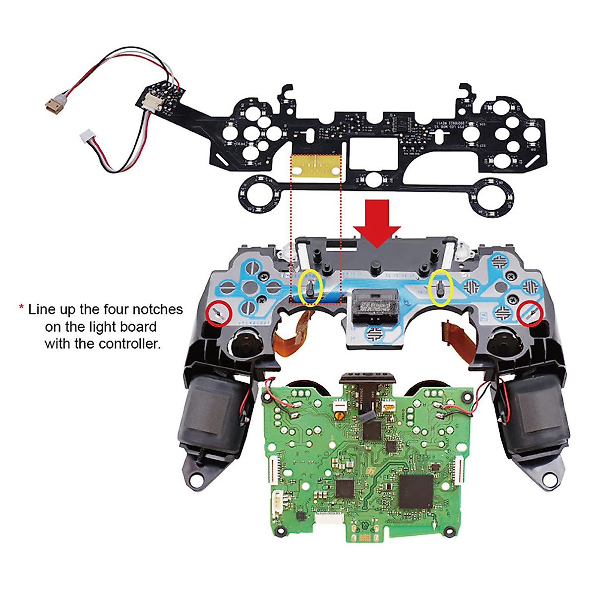 Multi Colors Luminated D pad Thumbstick D Pad Face Buttons for PS5 Controller,8 Colors 19 Modes DIY Classical LED Light Kit for PS5,Good Gift