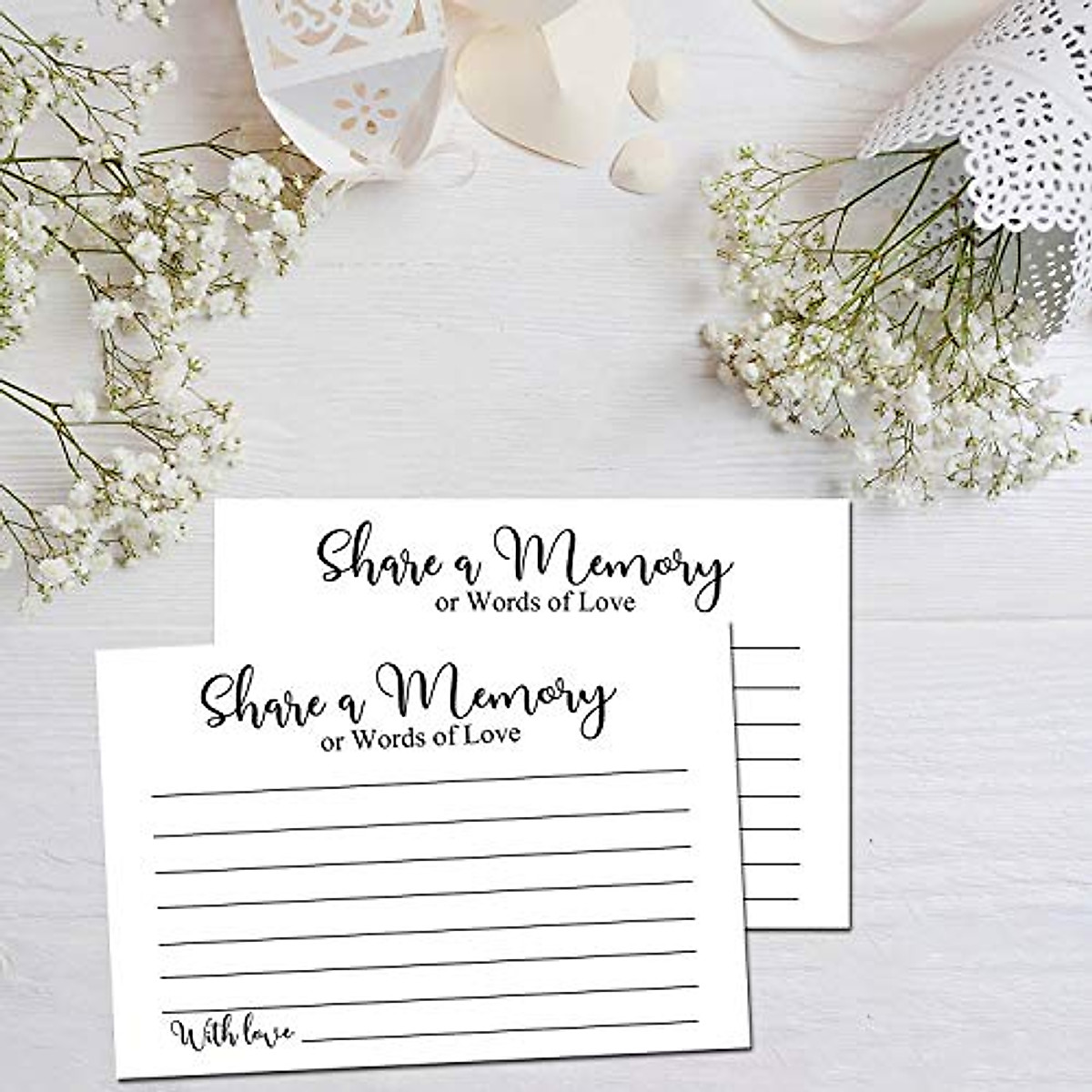 BUTIKUMI Share a Memory Cards, Funeral Guest Book, Memory Card for Celebration of Life, Graduation, Wedding, Retirement, Going Away Party, Pack of 50, 4x6 Inch 1
