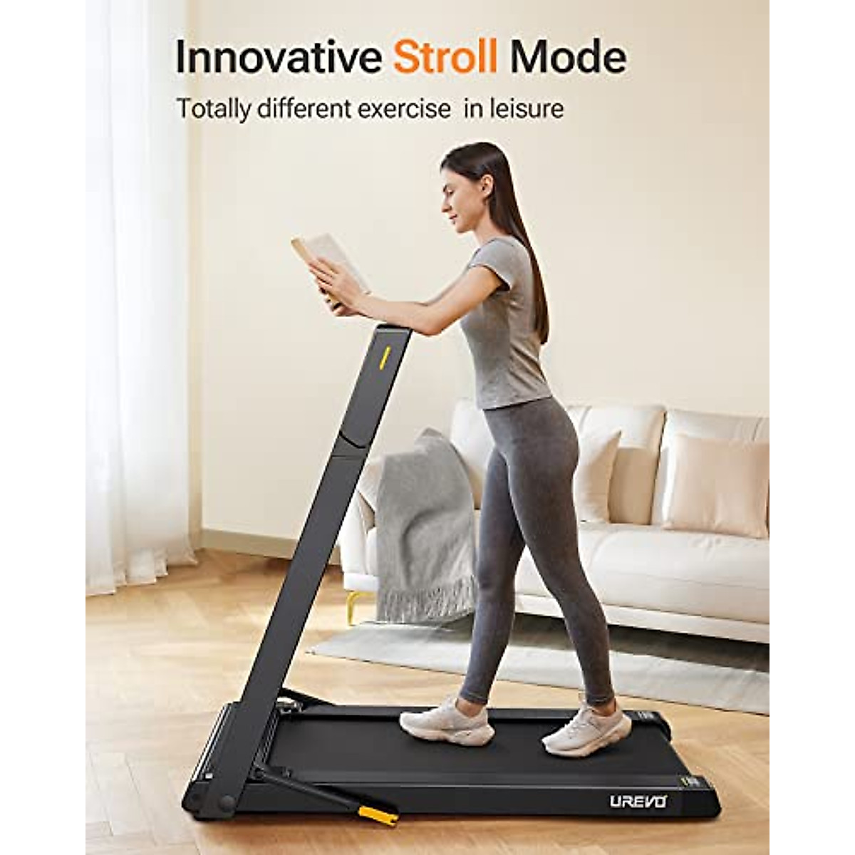 Walking Pad Treadmill, UREVO 3 in 1 Under Desk Walking Treadmill with Stroll Mode, 2s Folding Treadmill for Home Office with Remote & Grip Handle