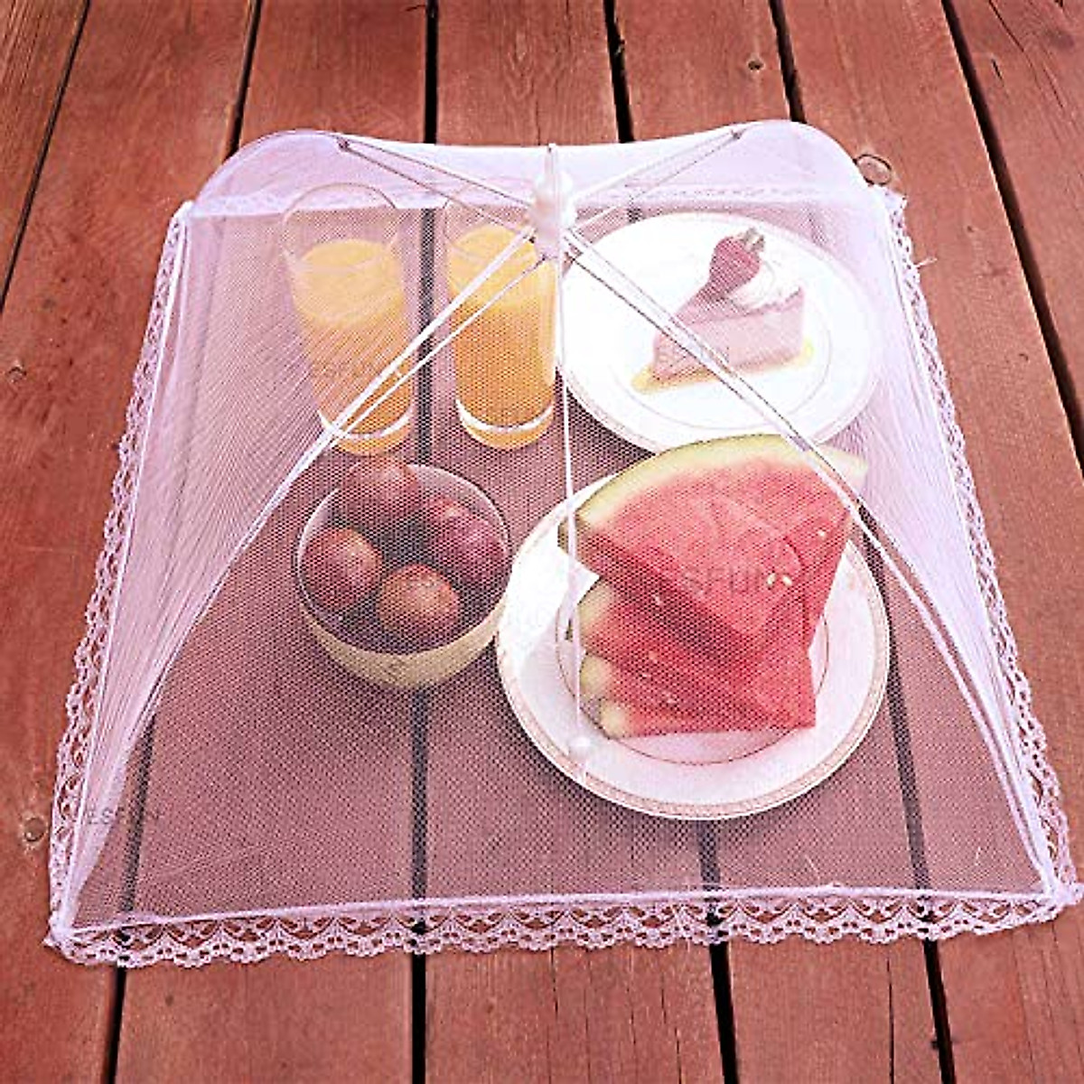 (6 Pack) ESFUN Food Net Covers for Outside, 17"x 17" Large Outdoor Food Cover Mesh Screen Tents Umbrella Fly Food Covers for Picnics, Parties, BBQ, Camping, Reusable and Collapsible