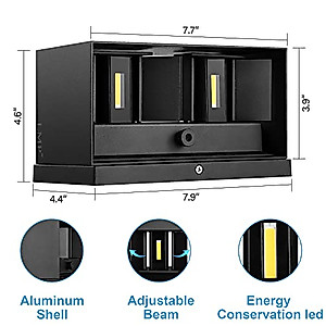 LMP Dusk to Dawn Outdoor Lighting Up and Down Wall Light, 12W LED Porch Lights Outdoor Lights for House, Black Wall Sconce Exterior Wall Lights with IP65 Waterproof, 1160lm, 3500K 1 Pack