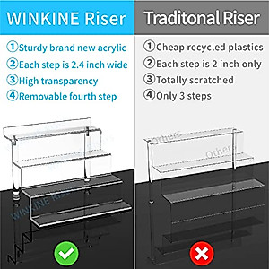 WINKINE Acrylic Riser Display Shelf, 4 Tier Perfume Organizer, Display Riser for Amiibo Funko POP Figures, Tiered Display Stand Small Risers for Display, Acrylic Display for Decoration and Organizer