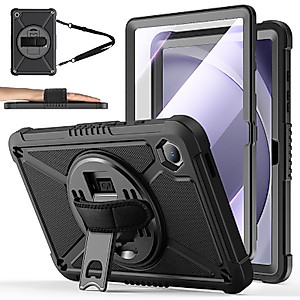 ZtotopCases for Samsung Galaxy Tab A8 10.5 Inch 2022, Full Body Cover with 360 Rotating Hand Strap & Shoulder Strap Heavy Duty Shockproof Case for Samsung A8 Tablet SM-X200 /SM-X205 /SM-X207, Black
