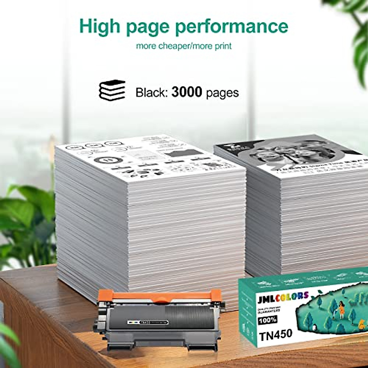 JMLCOLORS TN-450 TN-420 Compatible Brother TN450 TN420 Toner Cartridges Replacement for HL-2270DW HL-2280DW HL-2230 HL-2240 MFC-7860DW MFC-7360N DCP-7065DN Intellifax 2840 2940 Priner(2 Black)