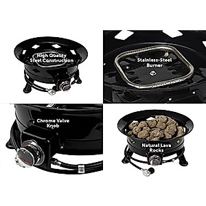 Flame King Smokeless Propane Fire Pit, 24-inch Portable Firebowl, 58K BTU with Self Igniter, Cover, & Carry Straps for RV, Camping, & Outdoor Living
