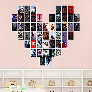Spiderman Wall Collage Kit, wall decor, Wall Stickers Decoration Aesthetic Picture Collection Collage Kit, 50pcs Room Decor Wall Art Poster Decor for Boys Girls Room Decor 4 X 6 Inchs,White