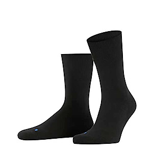 FALKE Unisex Run Socks, Light Cushion, Sporty, Classic Athleisure, Lightweight, Breathable, Skin-Friendly, Cotton, Black (Black 3000), 12.5-13.5, 1 Pair