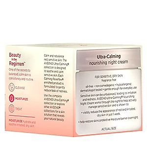 Aveeno Ultra-Calming Nourishing & Moisturizing Face & Neck Night Cream for Dry, Sensitive Skin with Calming Feverfew & Nourishing Oat, Non-Comedogenic, Oil-Free & Hypoallergenic, 1.7 oz (Pack of 3)