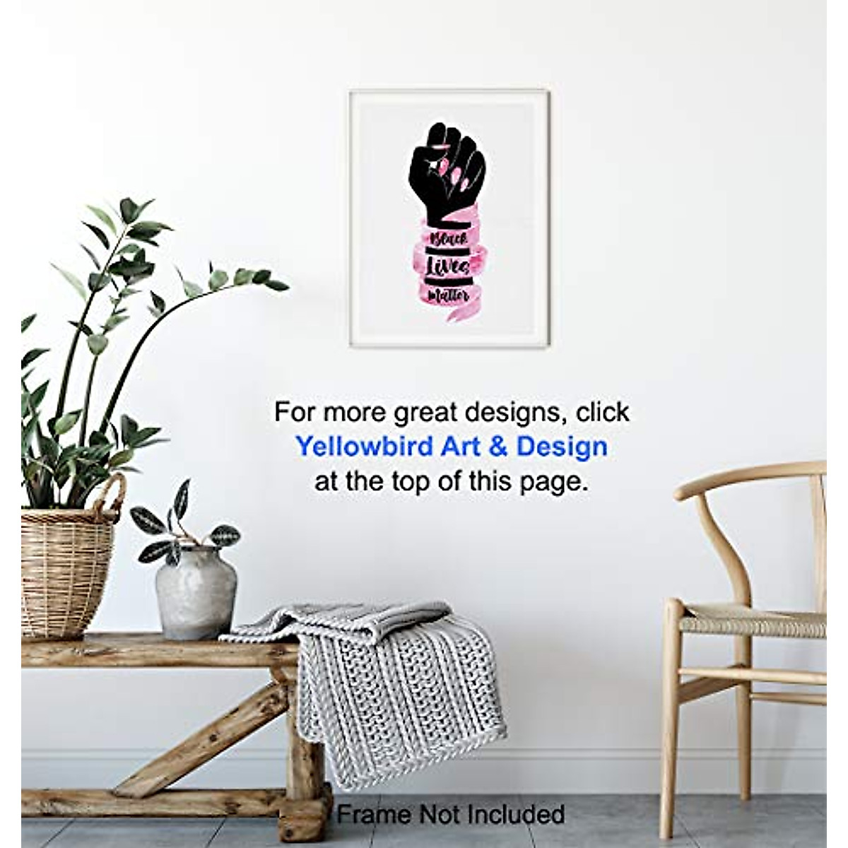 BLM Wall Art Sign - Black Wall Art - Black Lives Matter Home Decor, Room Decoration for Black Women - African American Art - Pink Black Pride Fist for Girls, Teens, Wife, Her, BFF - 8x10 Poster Print