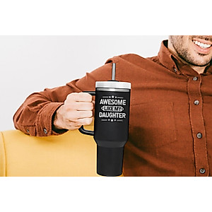 BETHEGIFT Gifts for Dad from Awesome Daughter - Dad Gifts from Daughter - Birthday Gifts for Dad from Daughter - Funny Cool Gifts for Dad - Dad Tumbler 40oz with Handle, Black
