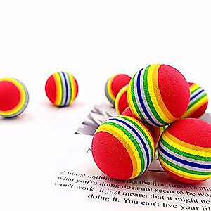 PET SHOW 10pcs 1.38" Red Rainbow Cat Toy Balls Soft EVA Foam Interactive Indoor Kittens Favorite Toys 35mm Dia. Small Dogs Puppies Toy Balls Bulk Activity Chase Quiet Play Sponge Ball