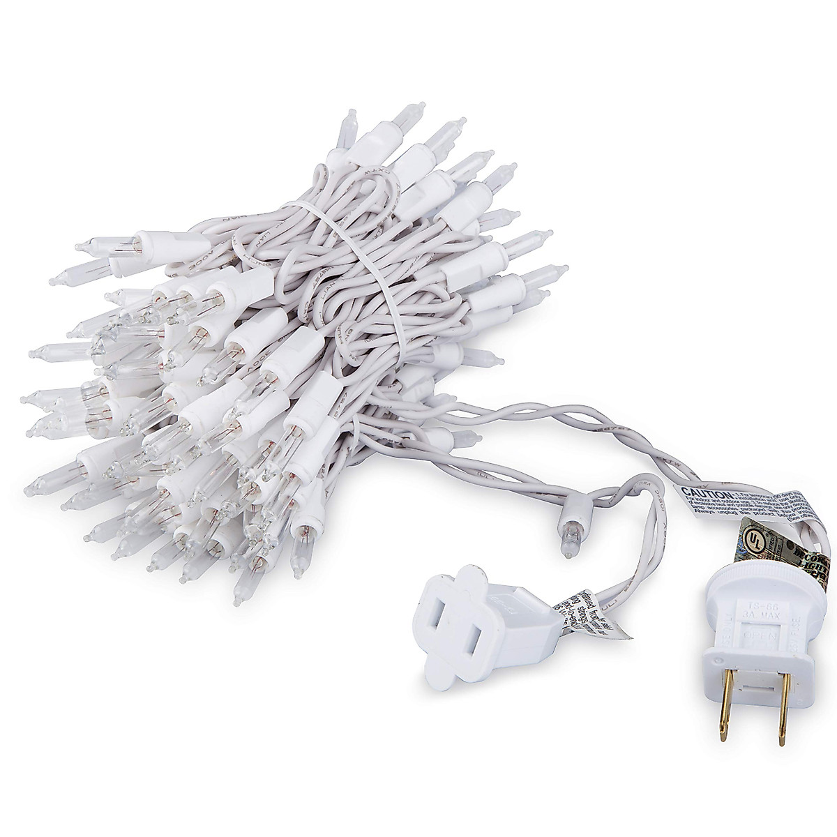 612 Vermont 100 Clear Christmas Lights on White Wire, UL Approved for Indoor/Outdoor Use, 18 Foot of Lighted Length, 20 Foot of Total Length