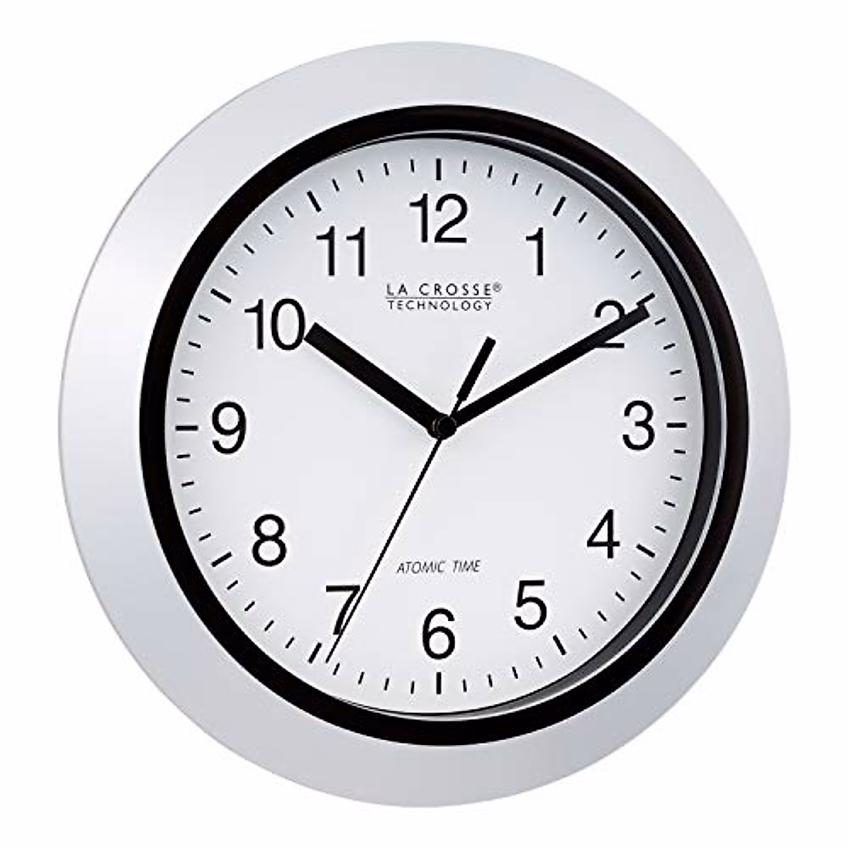 La Crosse Technology Atomic Analog Wall Clock, 10", Silver