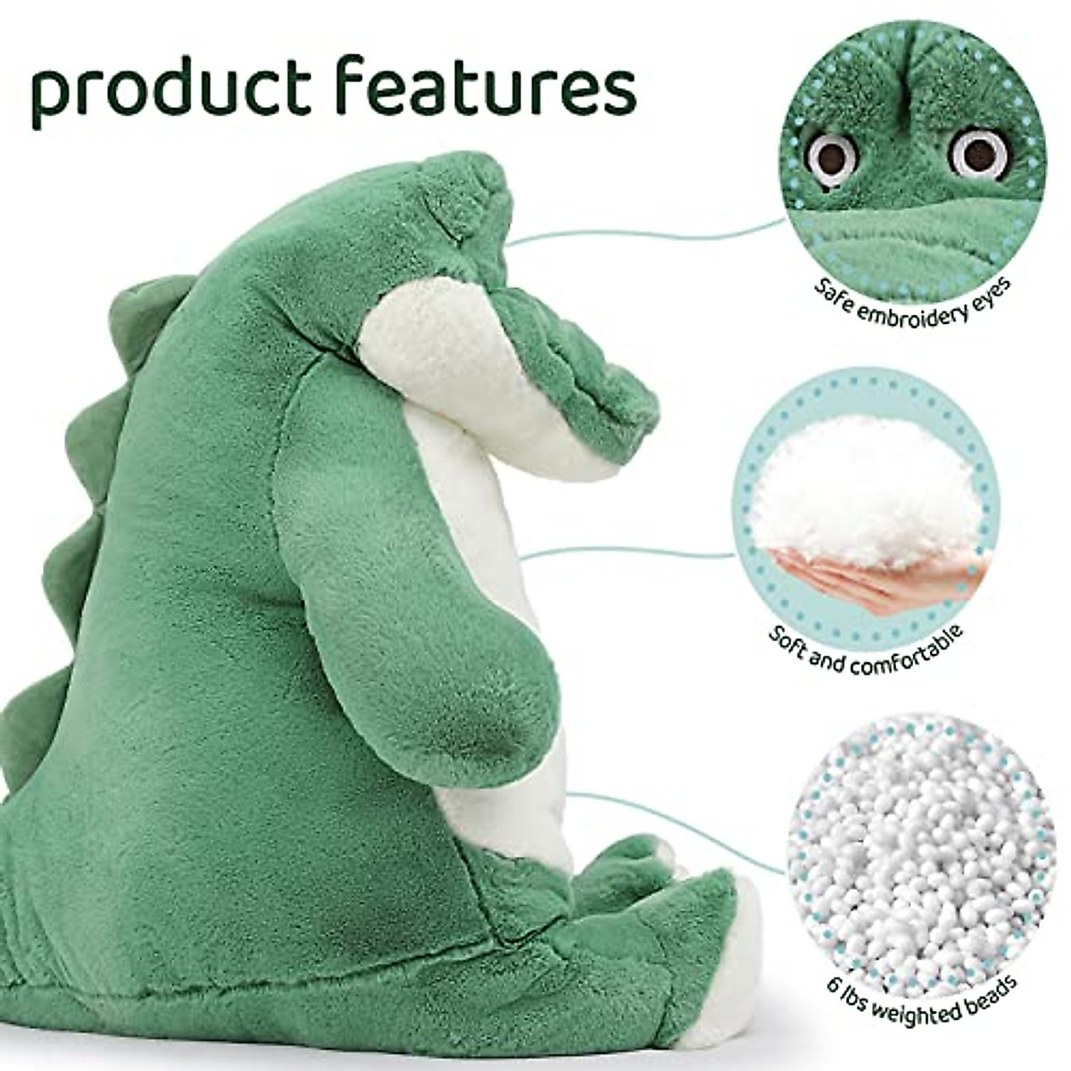 Muiteiur 6lbs 28 inch Weighted Alligator Stuffed Animals, Large Weighted Stuffed Crocodile Soft Plush Pillow, Green Alligator Stuffed Toy Gift for Kids Adults