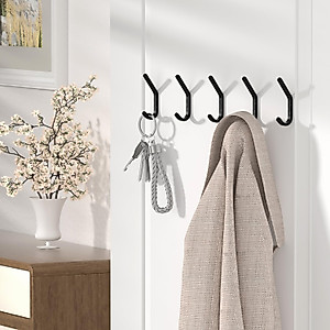 GWAAZXGZ Wall Hooks for Hanging Coat - Black Hat Hooks for Hanging Towel and Robe, Coat Hooks for Wall, Suitable for Bathroom, Entryway and Closet, 10 Pack