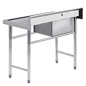 Gaomon Stainless Steel Sink, Commercial Kitchen Prep & Utility Sink Free Standing Single Bowl with Drainboard for Restaurant Laundry Garage Bar Workshop (1 Sink/W Drainboard, 39"L x 23.6"W x 37"H)