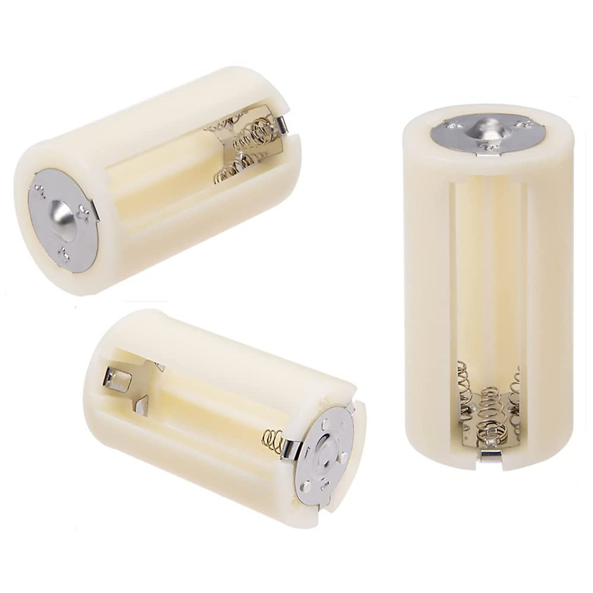 GFORTUN 5PCS 3x1.5V AA to D Size Parallel Battery Convertor Adapter Holder Connection Off White Cylinder Battery Storage Case for Flashlight