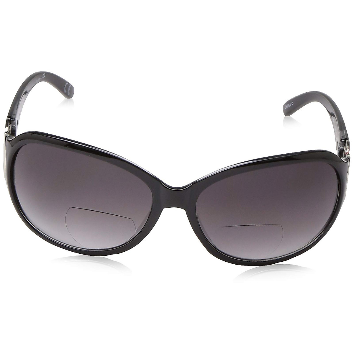 Foster Grant Women's Latte Oval Reading Sunglasses, Black/Transparent, 62 mm + 1.75
