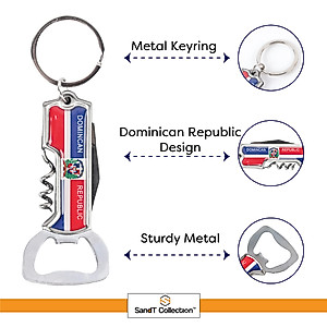 Multifunctional Bottle Opener Keychain Corkscrew Keychains - Dominican Republic Flag - Set of 3