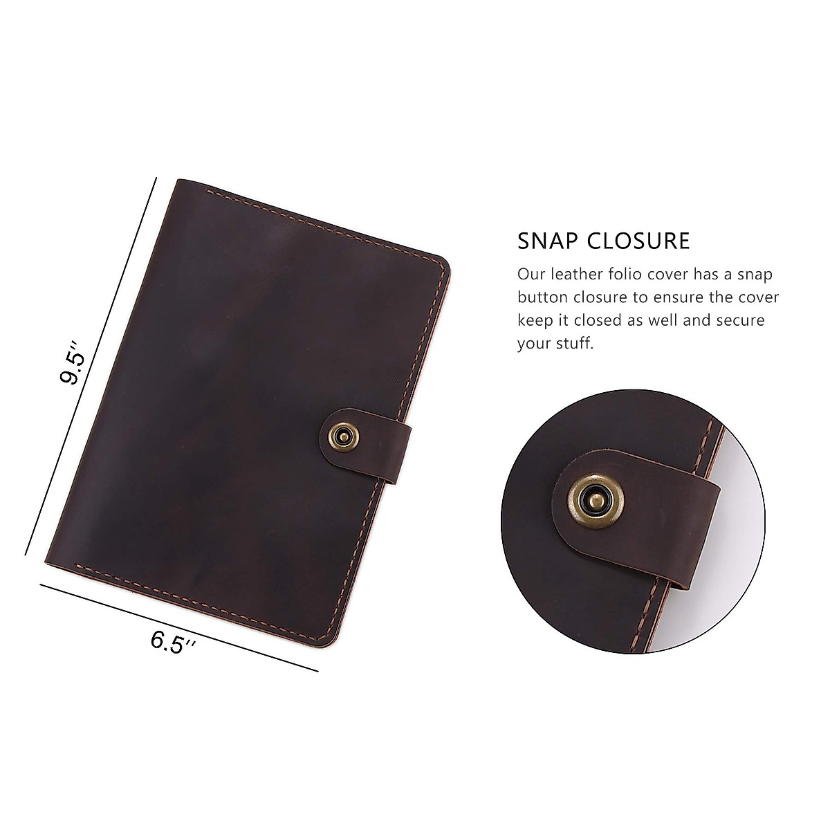 Leather Folio Cover Compatible with Rocketbook Executive Size 6 x 8.8, Handmade Rustic Leather Journal Cover for A5 Notebooks - Coffee