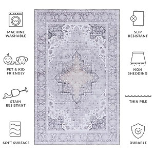 SAFAVIEH Tucson Collection Area Rug - 9' x 12', Light Purple & Sage, Traditional Design, Washable & Slip Resistant, Ideal for High Traffic Areas in Living Room, Bedroom & Dining Room (TSN105W-9)