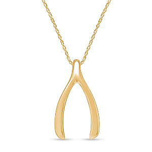 AFFY Wishbone Pendant Necklace in 14K Yellow Gold Over Sterling Silver