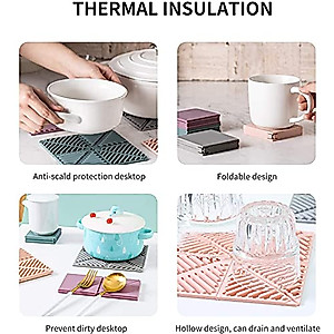 4 Silicone Trivet Mats Foldable- 446°F Heat Resistance Trivets for Kitchen Counter, Table, Pots, and Pans - Multipurpose Silicone Mats Pot Holders - Mixed Colors Trivets Set for Hot Dishes