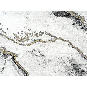 Abani Contemporary Area Rug, Non-Shed Modern Rugs Marble Print Dining Room Rug (Grey, 10' x 14')