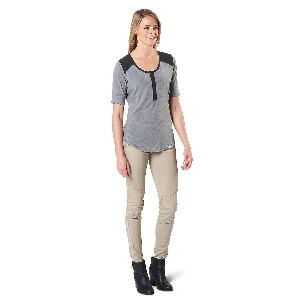 5.11 Tactical Women's Willow Henley Training Top, Wicking, Mechanical Stretch Fabric, Black, XS, Style 31146