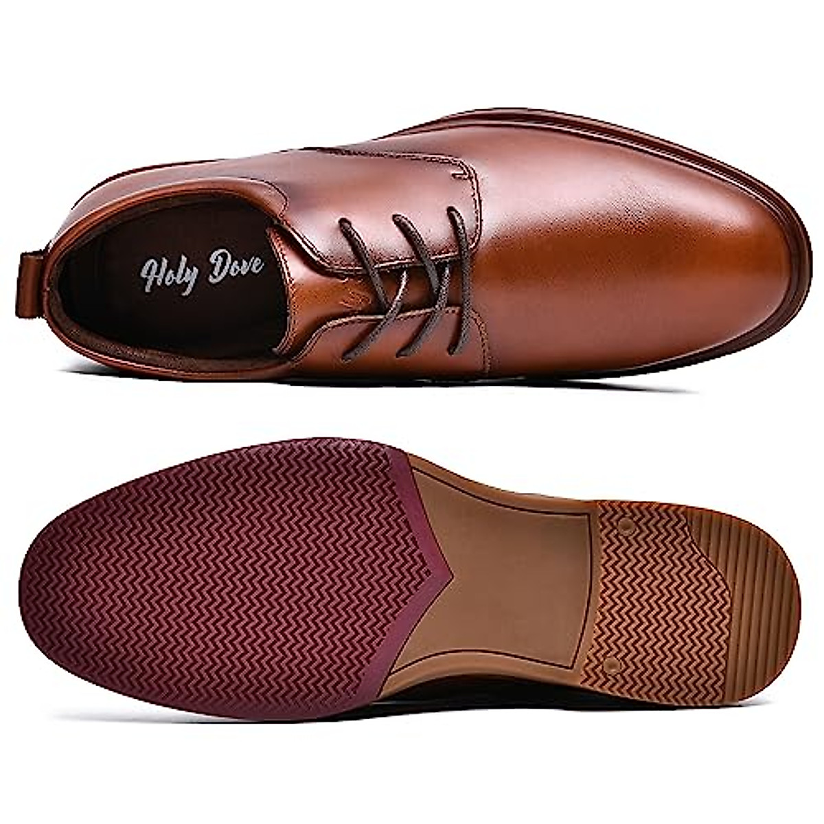 Men's Oxford Dress Shoes Fashion Derbys Formal Business Work Shoe for Men Genuine Leather Upper Lace Up Durable Rubber Sole Brown 11