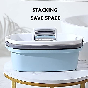 JiatuA Large Plastic Storage Basket Portable Shower Caddy Tote Organizer Basket with Handle for Bathroom, Bedroom, Kitchen, College Dorm, Garden, Garage, Tool, Cleaning Supplies, Dark Gray
