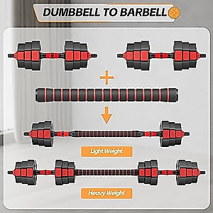 BIERDORF Professional Grade Adjustable Weights Dumbbells Set of 2 Weight Set for Home Gym 3 In 1 Used as Barbell, Dumbbell, Push up Bars 40LB Free Weights Dumbbells Set for Women and Men