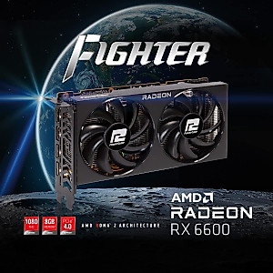 PowerColor Fighter AMD Radeon RX 6600 XT Gaming Graphics Card with 8GB GDDR6 Memory, Powered by AMD RDNA 2, HDMI 2.1