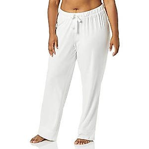 Amazon Essentials Women's Cotton Modal Long-Sleeve Shirt and Full-Length Bottom Pajama Set, White, X-Large