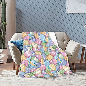 Easter Eggs Fleece Blanket Throw Blanket, Ultra-Soft Cozy Micro Fleece Blanket for Sofa, Couch, Bed, Camping, Travel, & Car Use-All Seasons Suitable 50"X40"