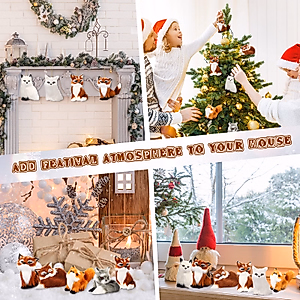 7 Pcs Mini Fox Plush Toys Stuffed Animal Christmas Tree Hanging Ornaments Simulation Squatting Fox Model Home Decoration Static Action Figures Fox Sleeping for Home Office Bag Decoration, 5 Inches
