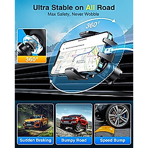 VANMASS TOP Car Phone Holder [Military-Grade Suction & Vent Clip] Cell Phone Mount for Car Dashboard Windshield Vent, Truck Automobile Cradles Dash Stand Bracket for iPhone 14 Pro Max 13 12 11 Android