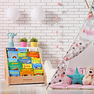 TUEGEGNS Montessori Bookshelf,Toddler Bookshelf for Kids,Organize Your Little One's Reading Adventure with Our Kids Bookshelf - Perfect for Kids!(Wood)