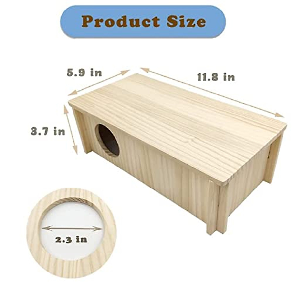kathson Hamster Wooden Maze Multi-Room Hideouts & Tunnel Exploring Rat Wood House Labyrinth with Removable Wooden Cover for Syrian Gerbils Lemmings Dwarf Mice (Medium （Rectangle）)