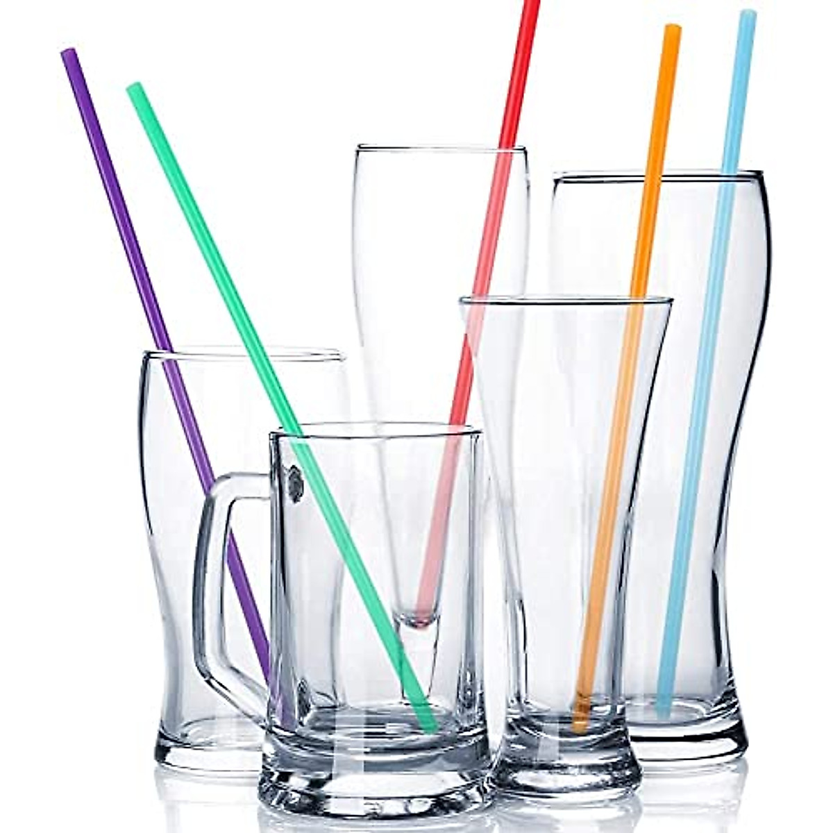 Tomnk 500 Pack Plastic Straws, 10.3'' High Disposable Straws Plastic Drinking Straws, Assorted Colors